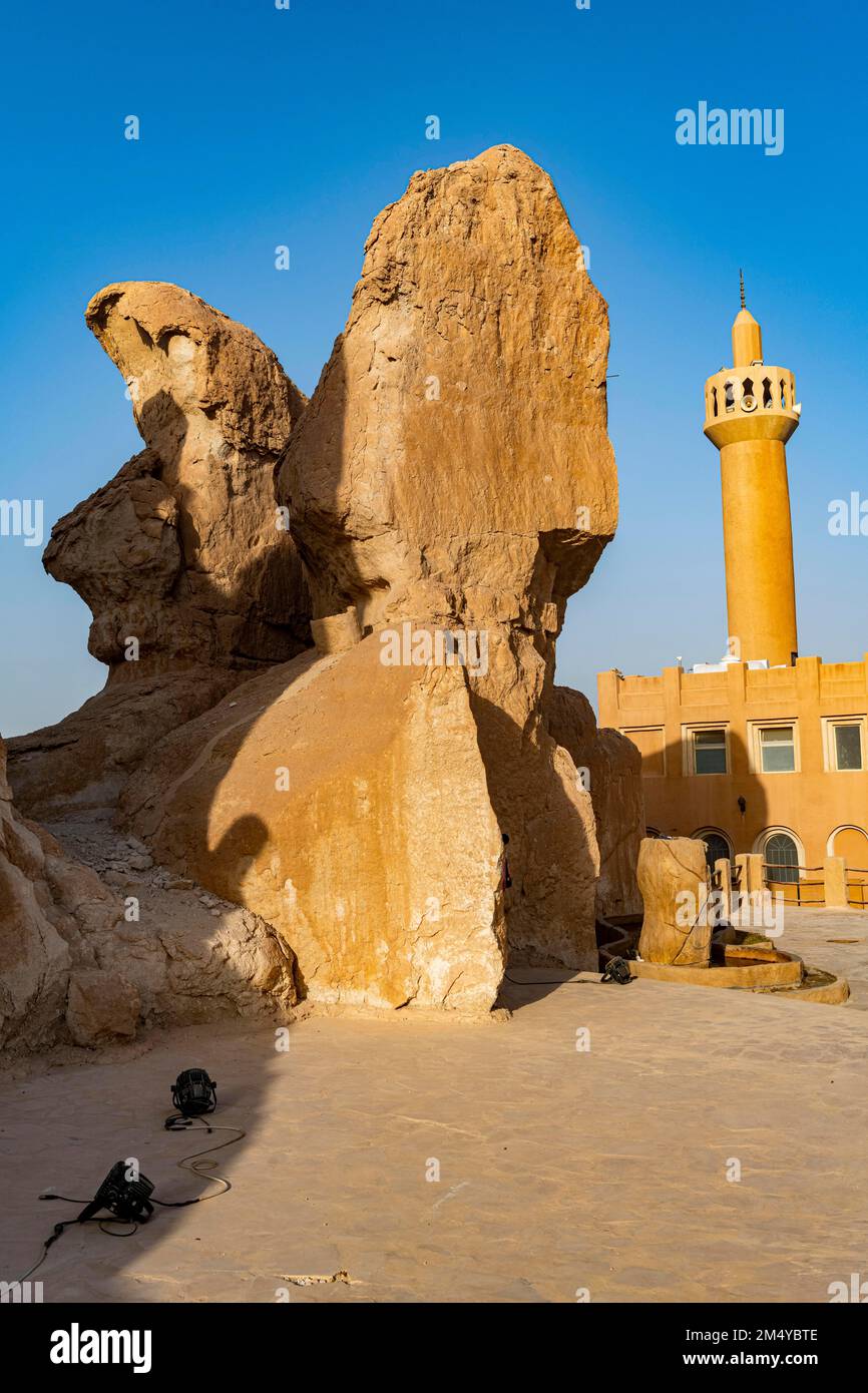 Mosque at the Al Qarah mountain, Unesco site Al Ahsa Oasis, Hofuf ...