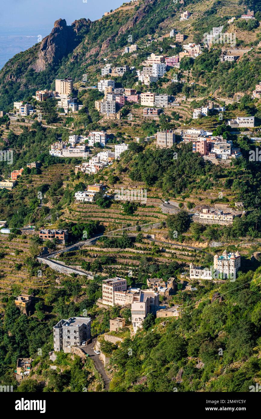 Green terraces, Fayfa mountain, Jazan province, Saudi Arabia Stock ...
