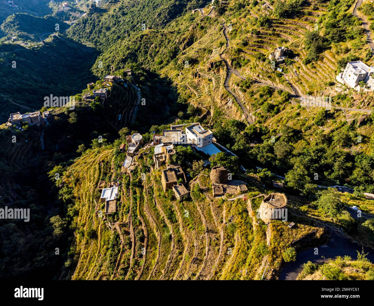 Green terraces, Fayfa mountain, Jazan province, Saudi Arabia Stock ...