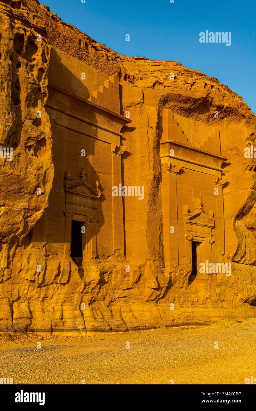 Rock tomb, Unesco site Maidain Saleh or Hegra, Al Ula, Kingdom of Saudi ...