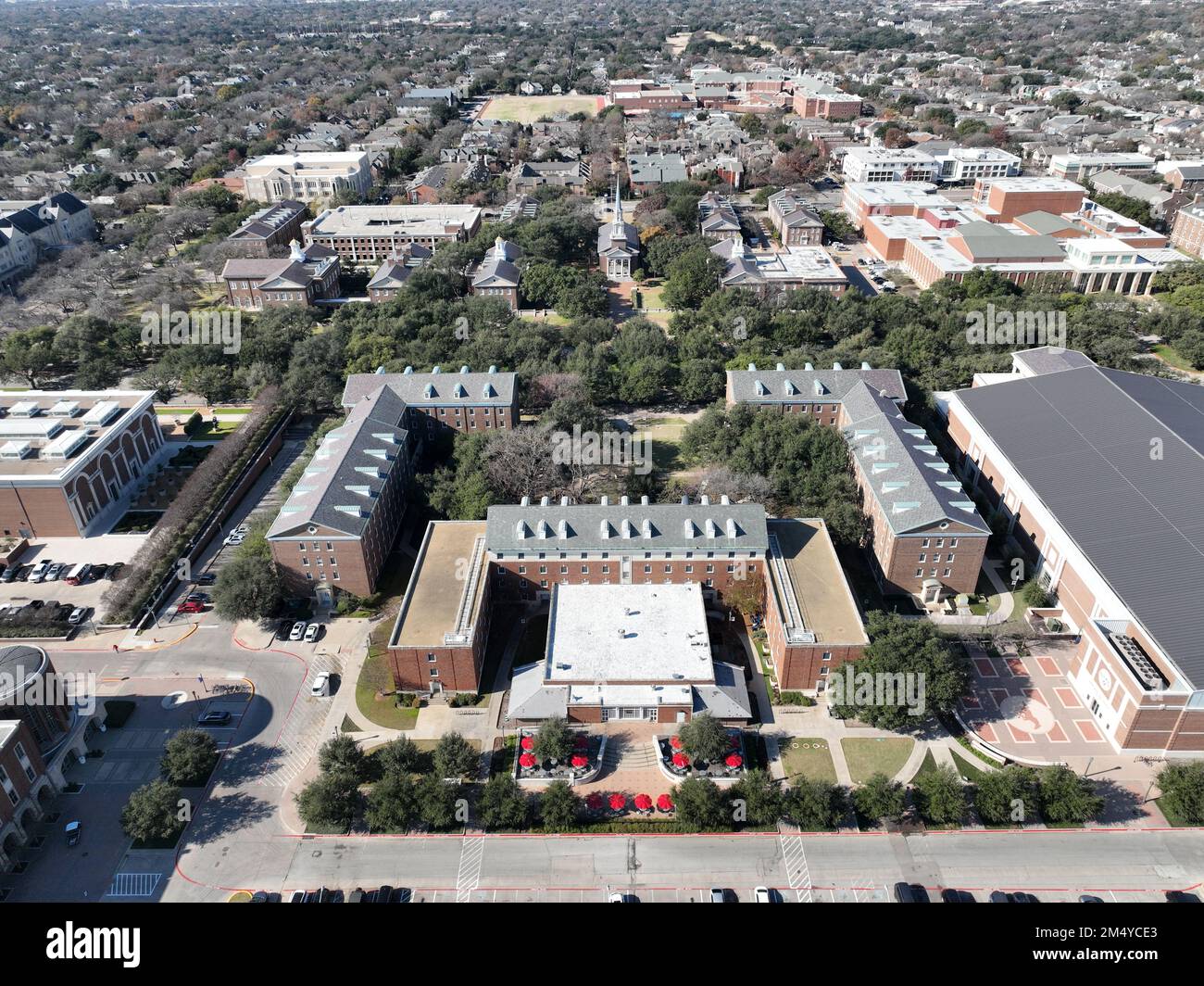 A general overall aerial view of Southern Methodist University, Tuesday ...