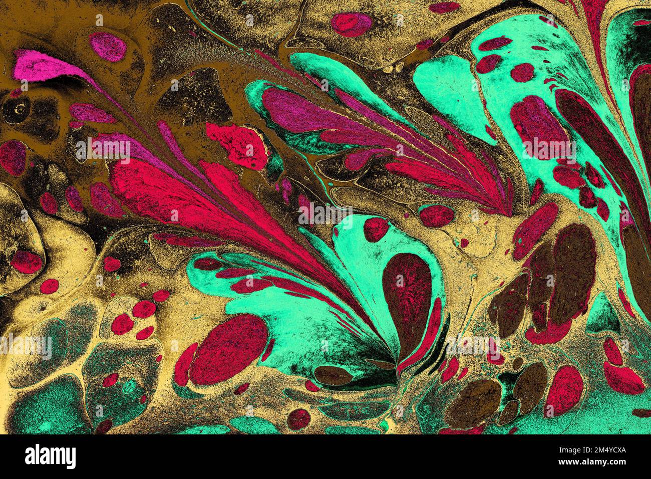 Abstract ebru cover art. Floral Ebru marbling texture background design ...