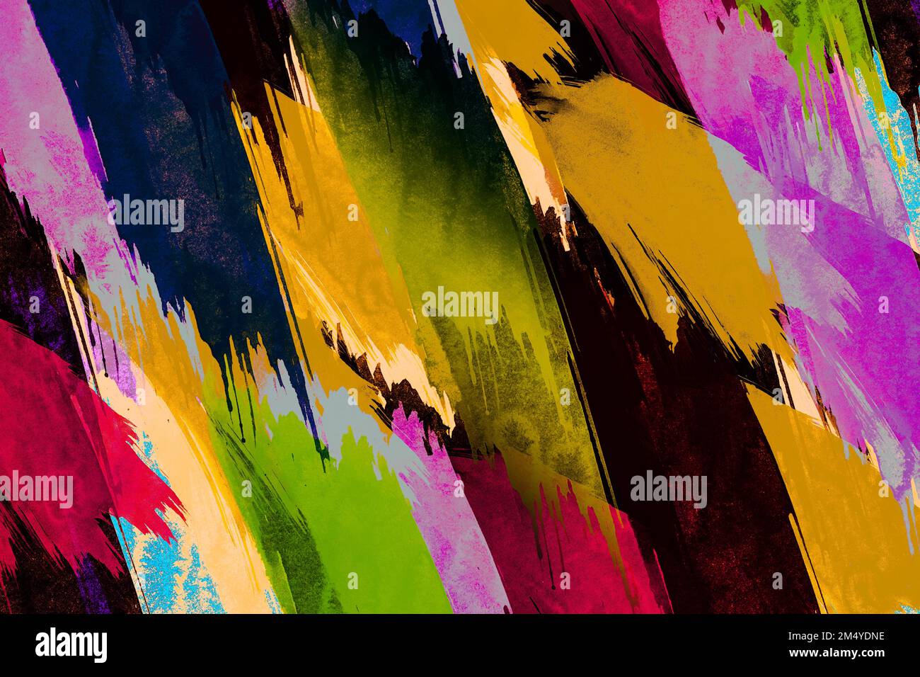 Color paint splashes and line brushes Stock Photo - Alamy