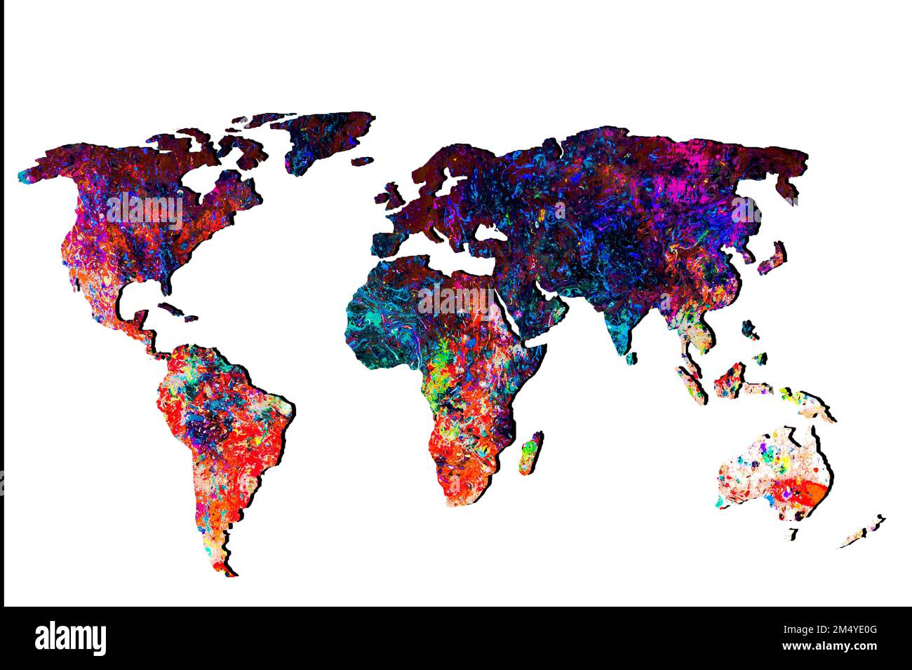 Roughly outlined world map with a colorful background patterns Stock ...