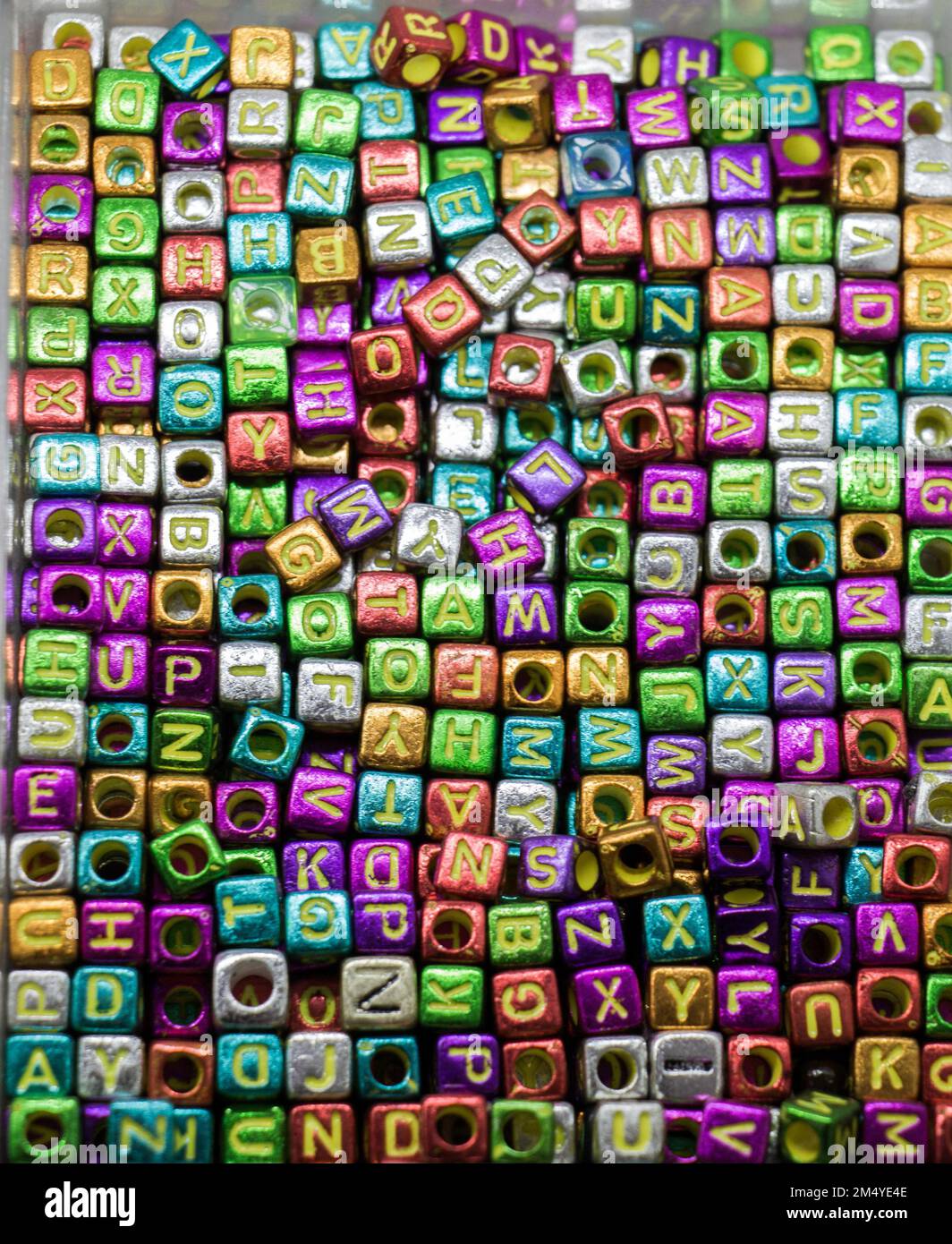 Colorful alphabet letter cubes in view Stock Photo - Alamy