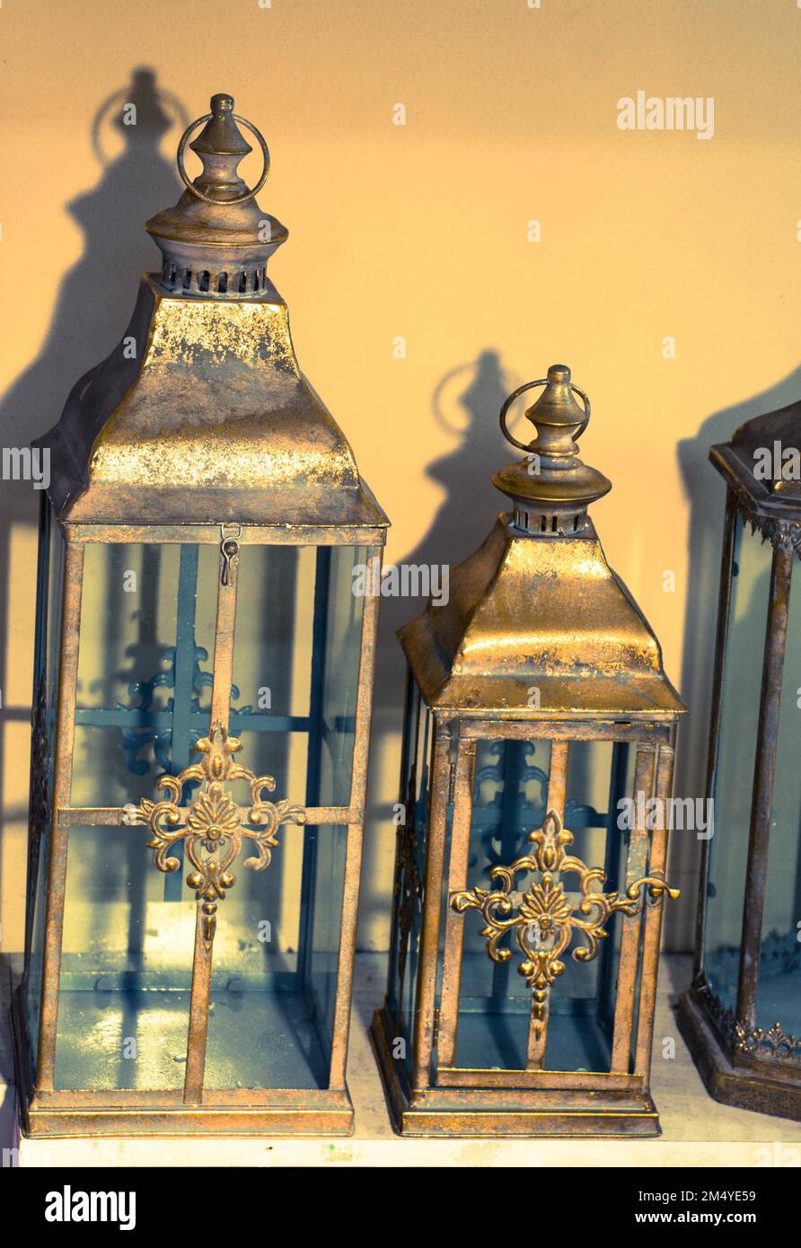 Old retro style lantern made of metal Stock Photo - Alamy