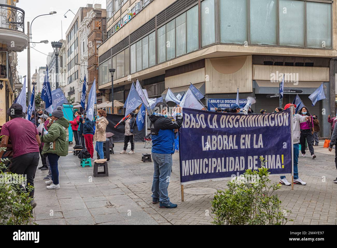 Lima, Peru - September 10, 2022: Protests by unions for better working ...