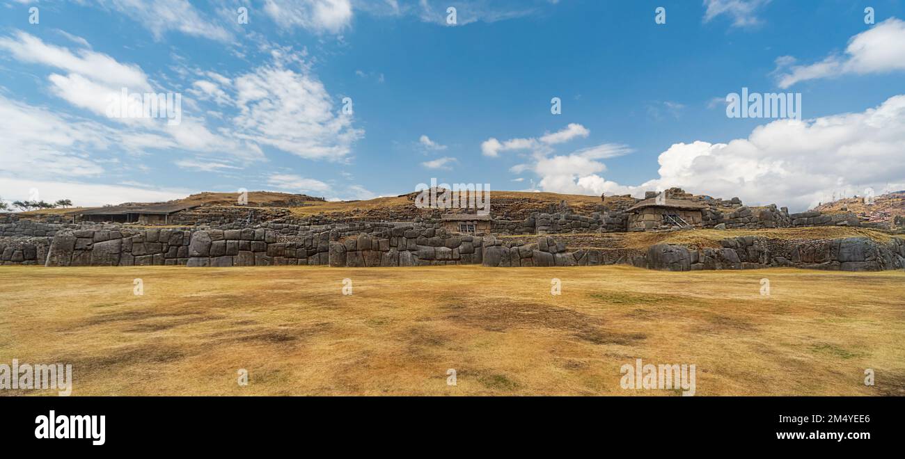 Panoramic view of Sacsayhuaman, Inca ruins in Cusco, Peru Stock Photo ...