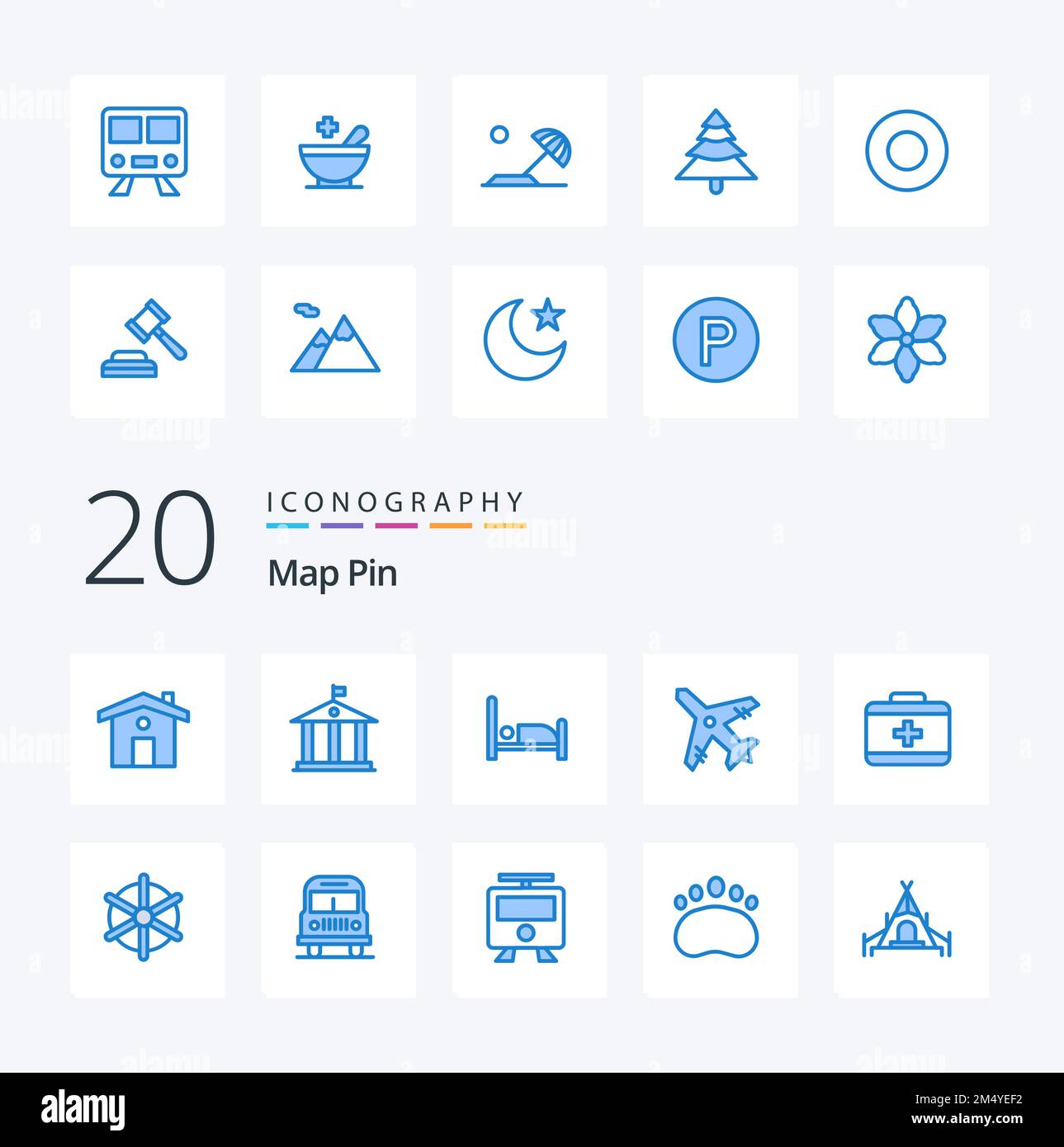 20 Map Pin Blue Color Icon Pack Like Ship Wheel Boat Patient Care Bag