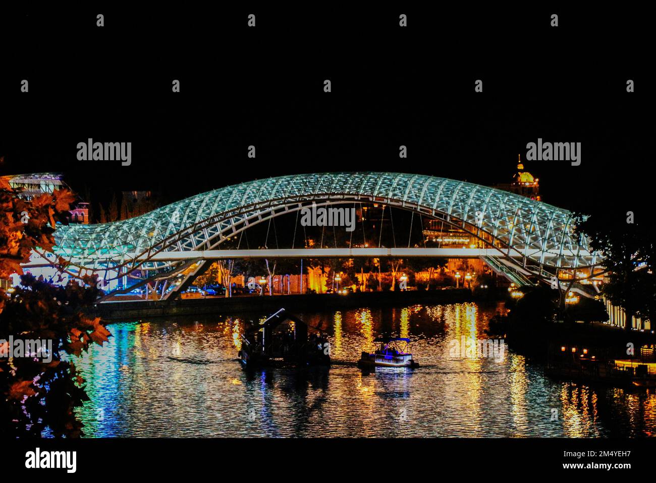 The Bridge of Peace is a bow-shaped pedestrian bridge, a steel and ...