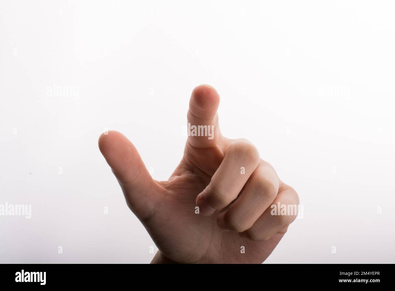 Hand pointing on a white background Stock Photo - Alamy