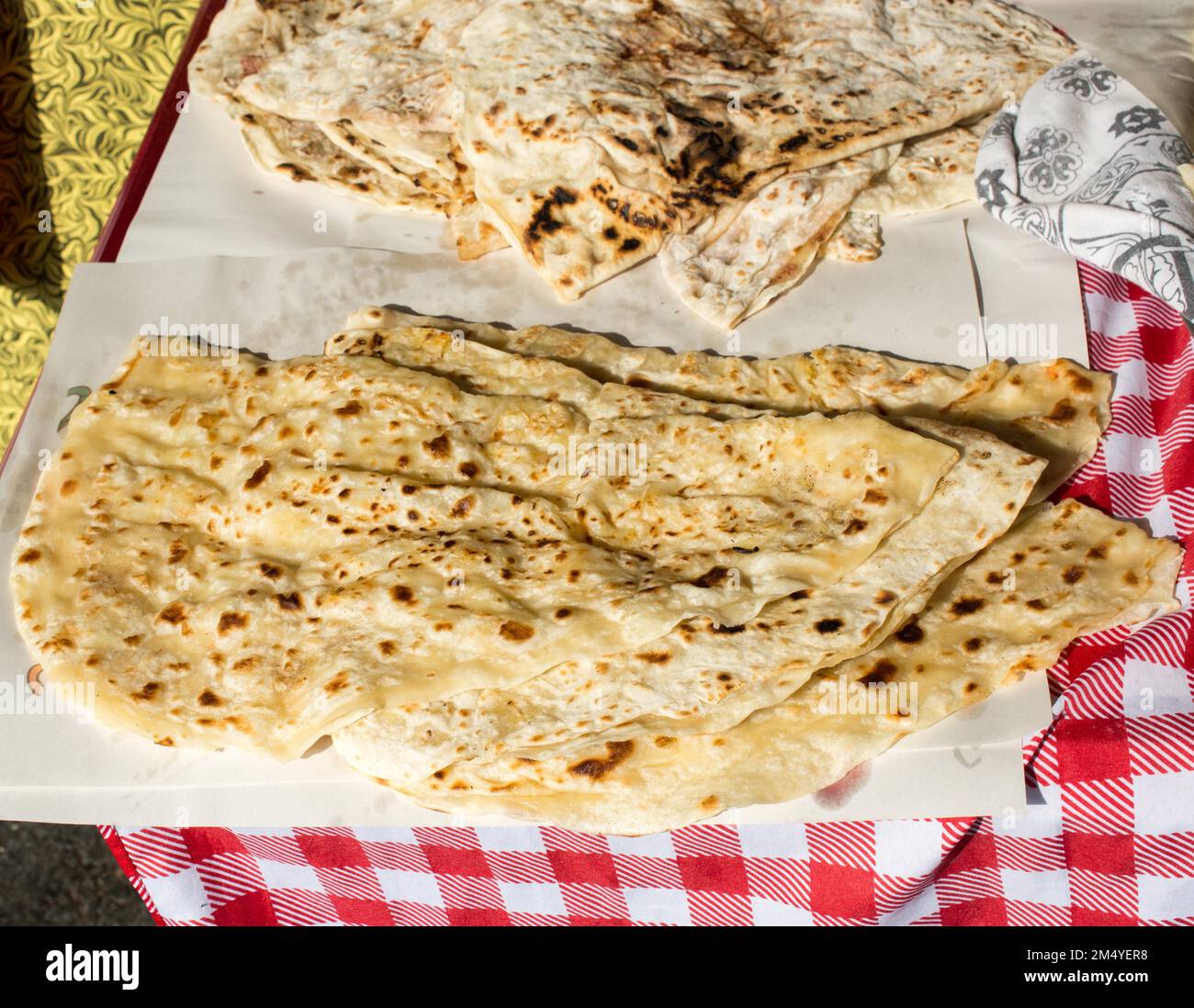 Home making of traditional turkish gozleme pancake Stock Photo - Alamy