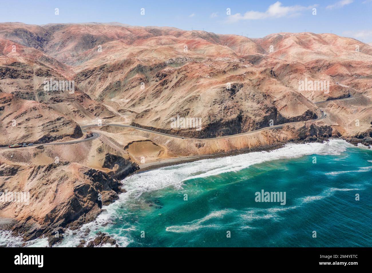 Aerial view of the Panamericana traveling from Ica to Arequipa with the ...