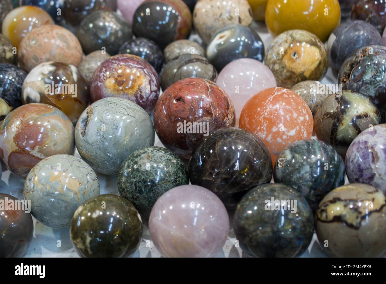 Bright Colorful Marble stone Balls cut in round shapes Stock Photo - Alamy
