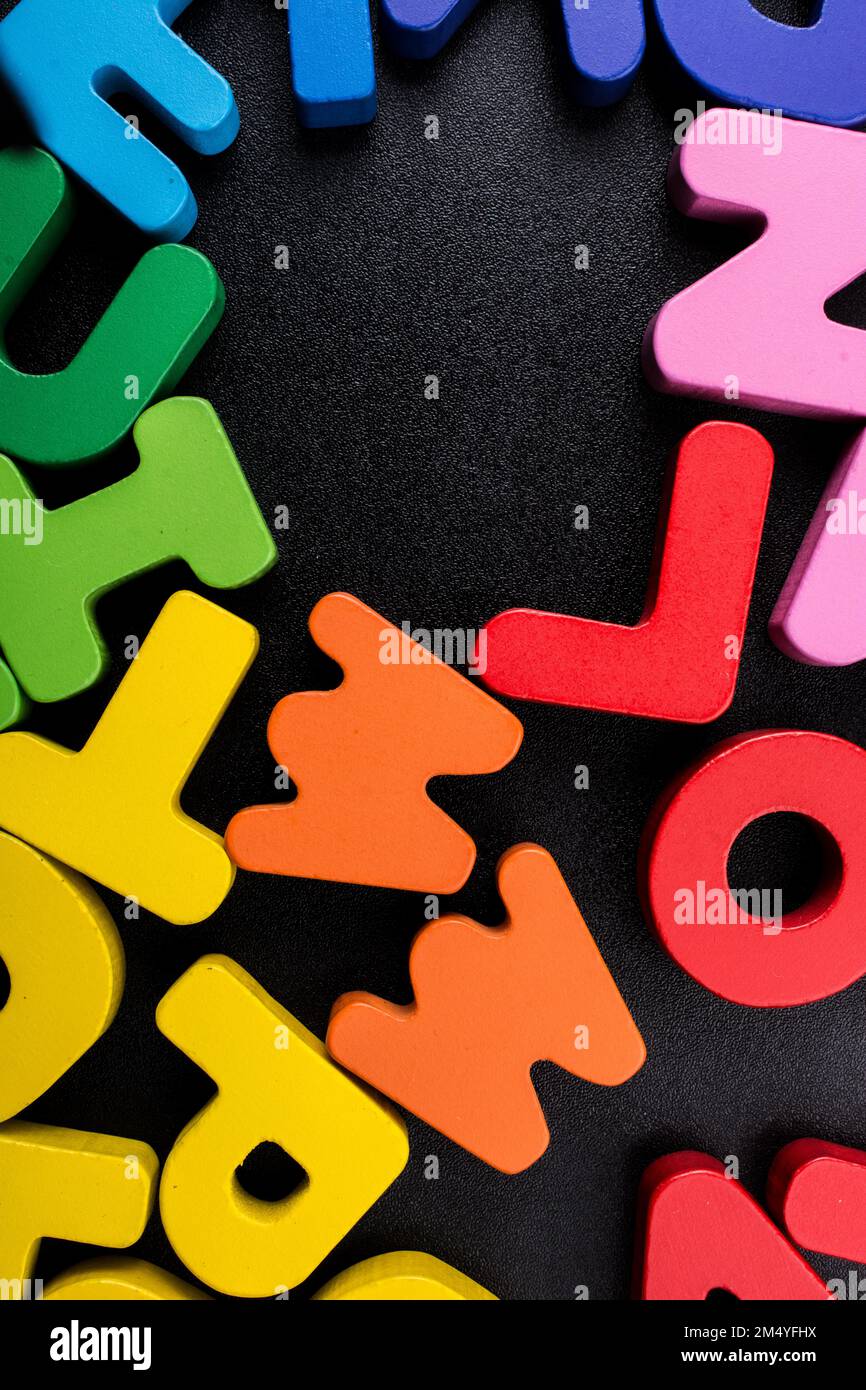 Colorful Letters of Alphabet made of wood Stock Photo - Alamy