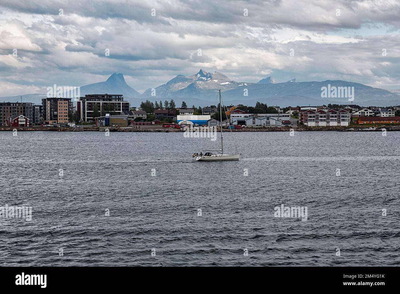 Town view Bodo, seen from the water, dusk, harbour entrance Bodo, Bodo ...