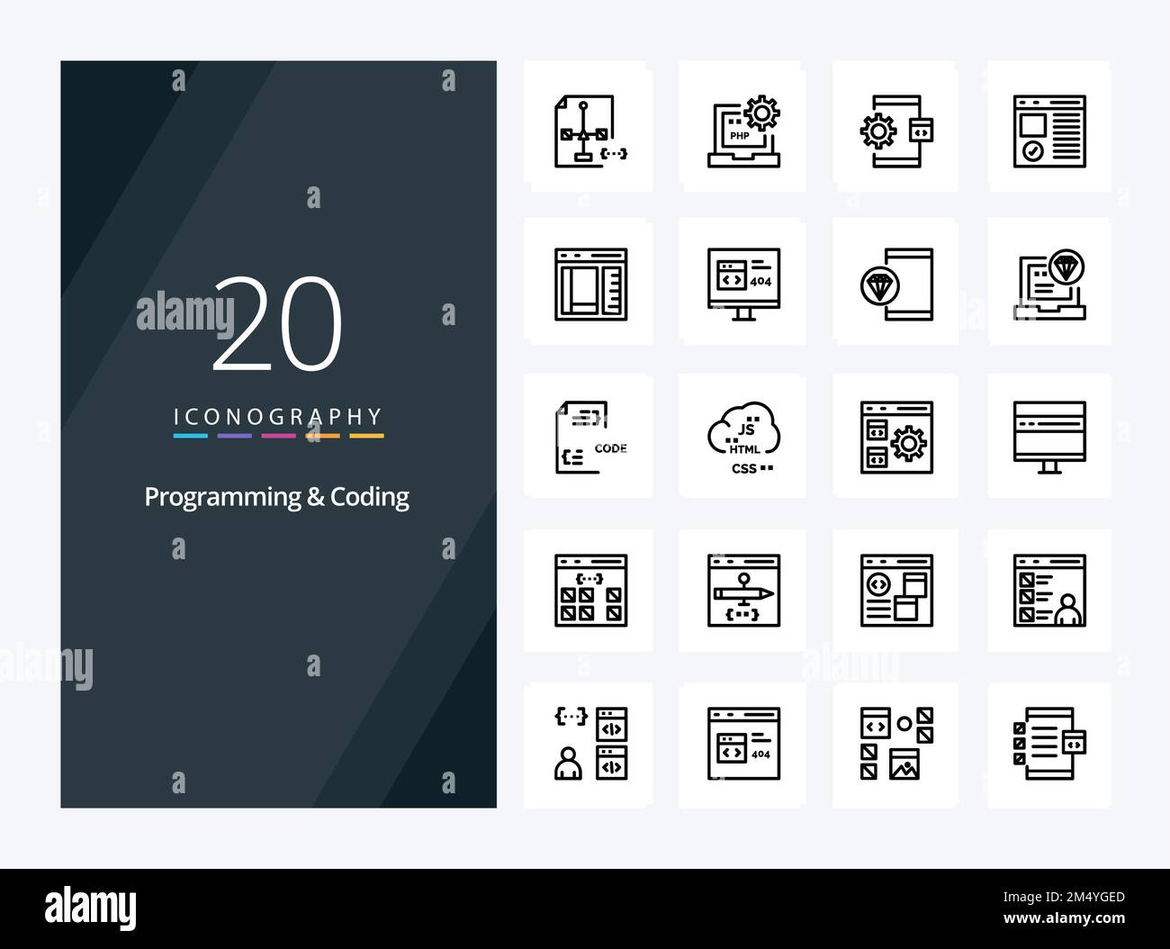 20 Programming And Coding Outline Icon For Presentation Stock Vector Image And Art Alamy