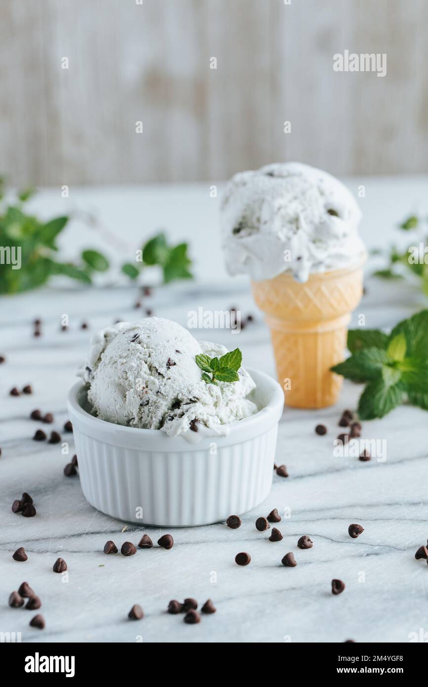 A vertical shot of a vanilla ice cream on the white background Stock ...