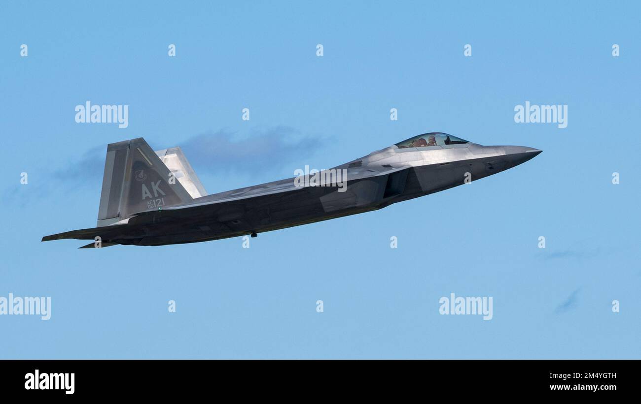An F-22A Raptor assigned to the 525th Fighter Squadron departs Kadena ...