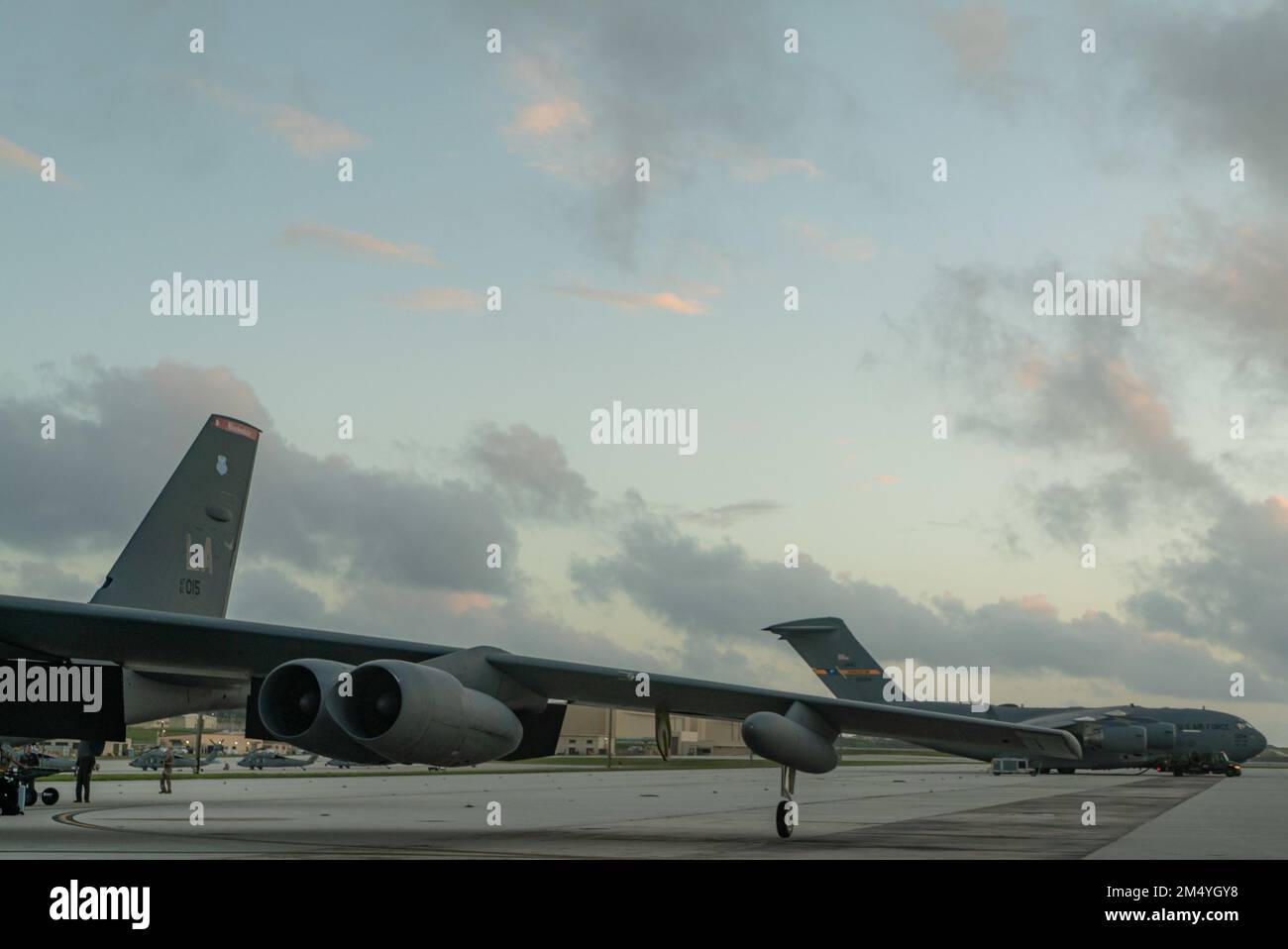A Barksdale Air Force Base B-52H Stratofortress sits on the flightline ...