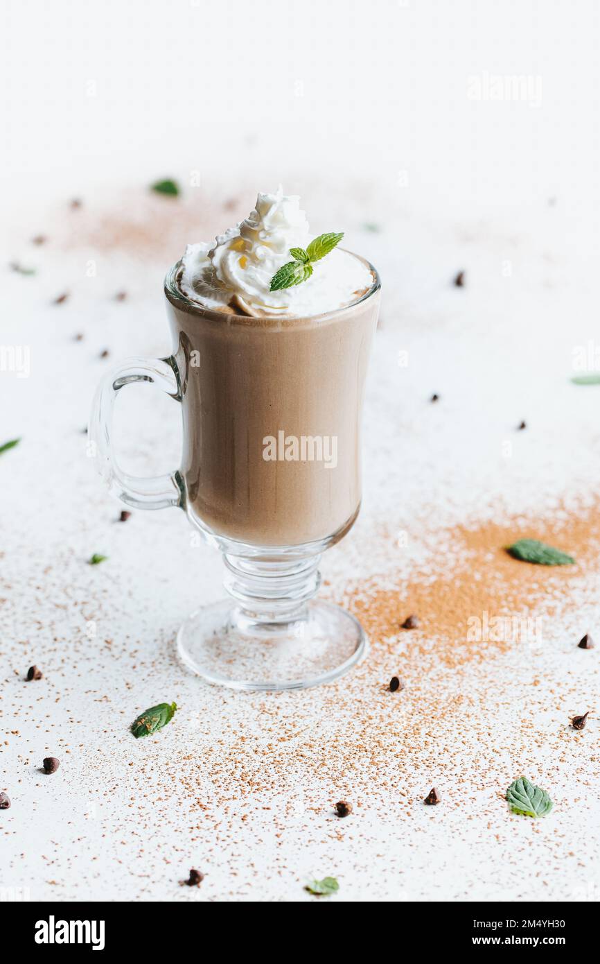A vertical shot of a hot chocolate on the wooden background Stock Photo ...