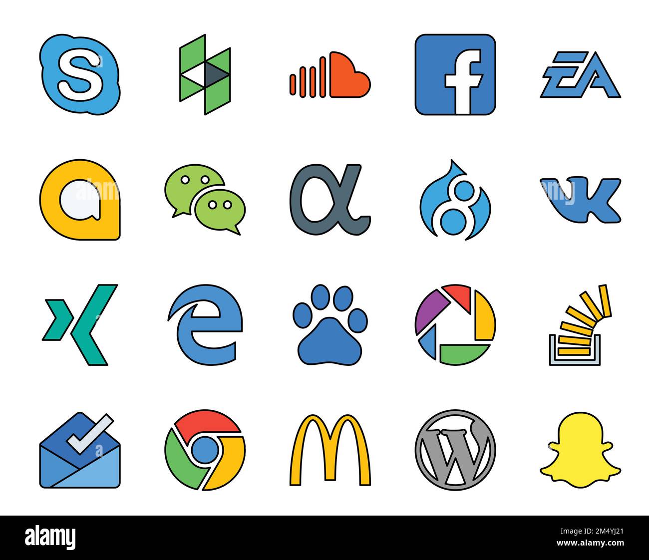 20 Social Media Icon Pack Including edge. vk. ea. drupal. messenger ...
