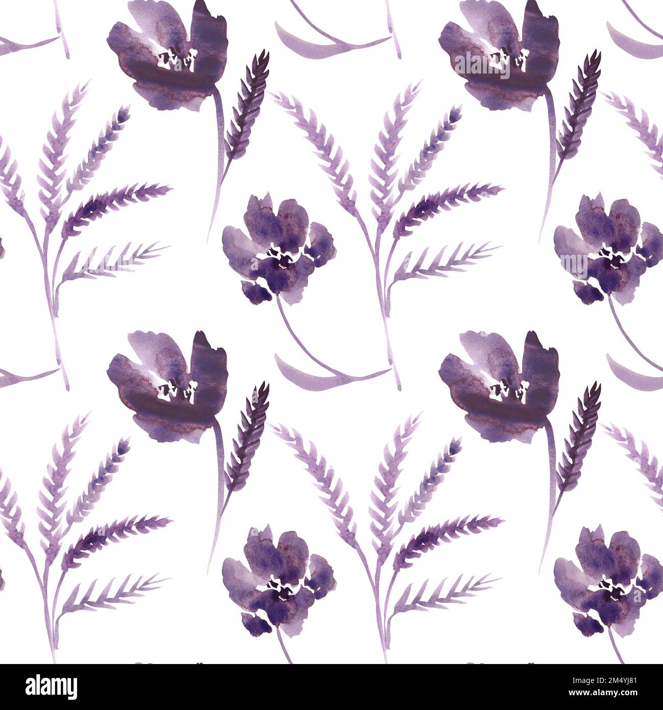 Bouquet. Watercolor wildflowerst. Purple flowers clipart. Floral clip ...