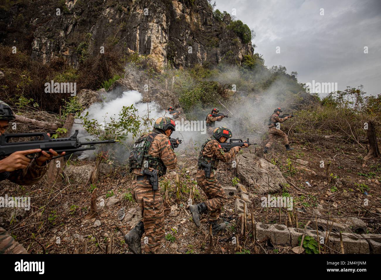 GUIGANG, CHINA - DECEMBER 23, 2022 - Officers and soldiers conduct an ...
