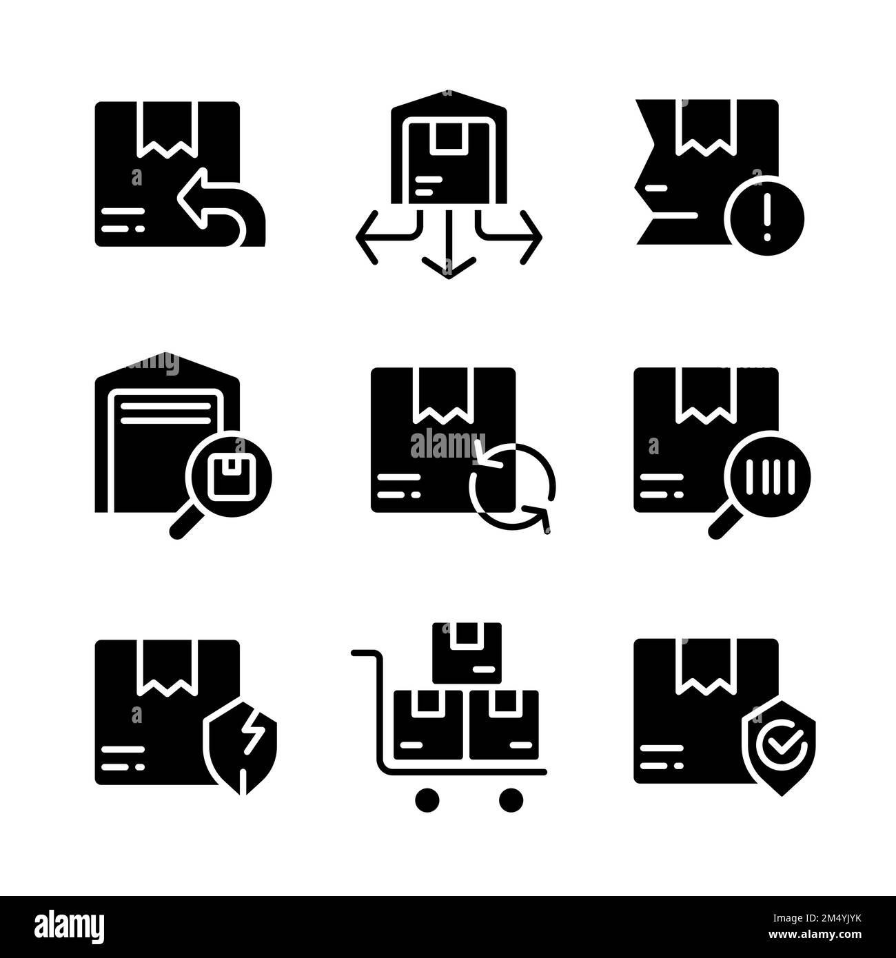 Logistics flat icons on Black and White Stock Photos & Images - Alamy
