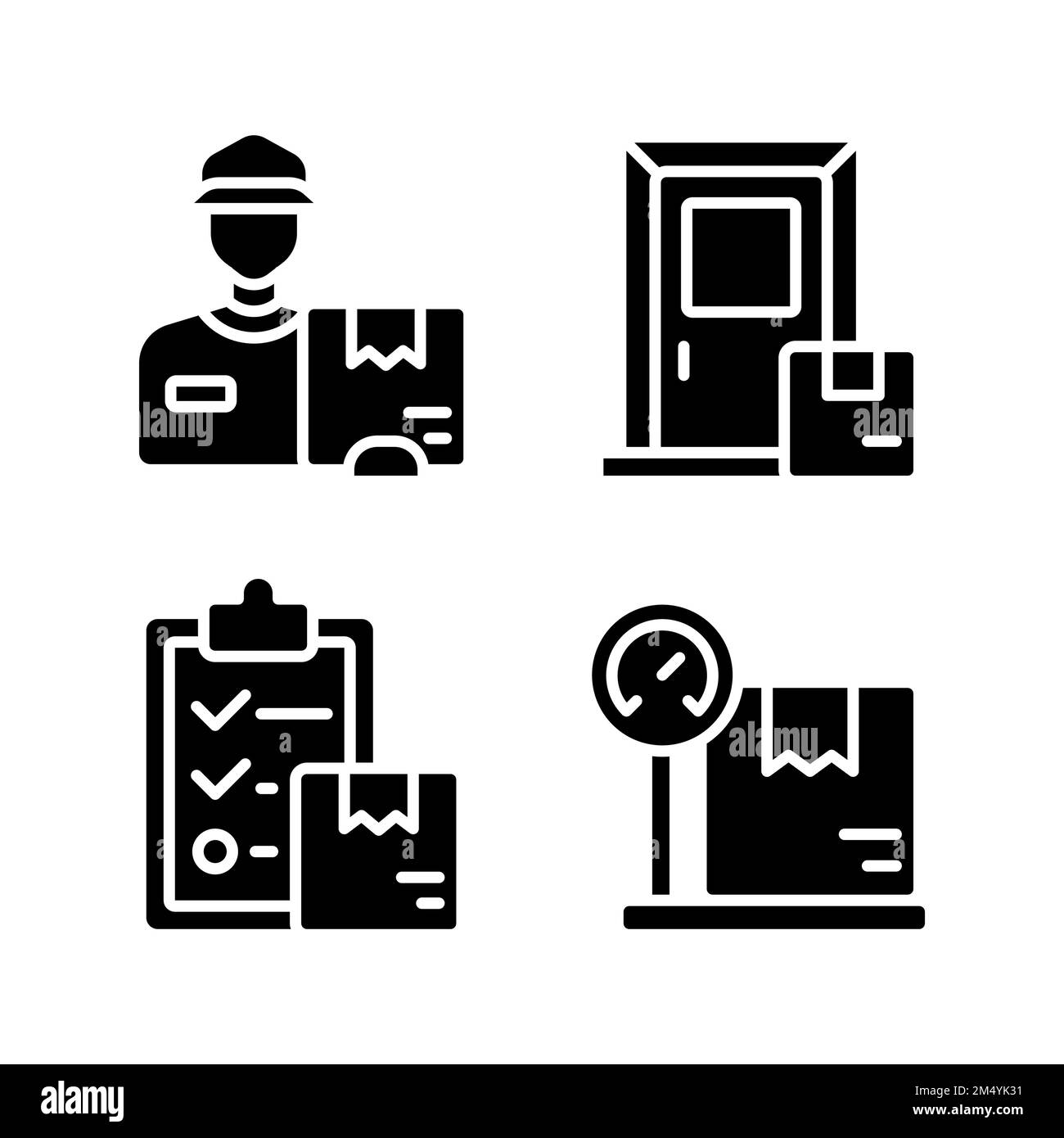 Courier service black glyph icons set on white space Stock Vector Image ...
