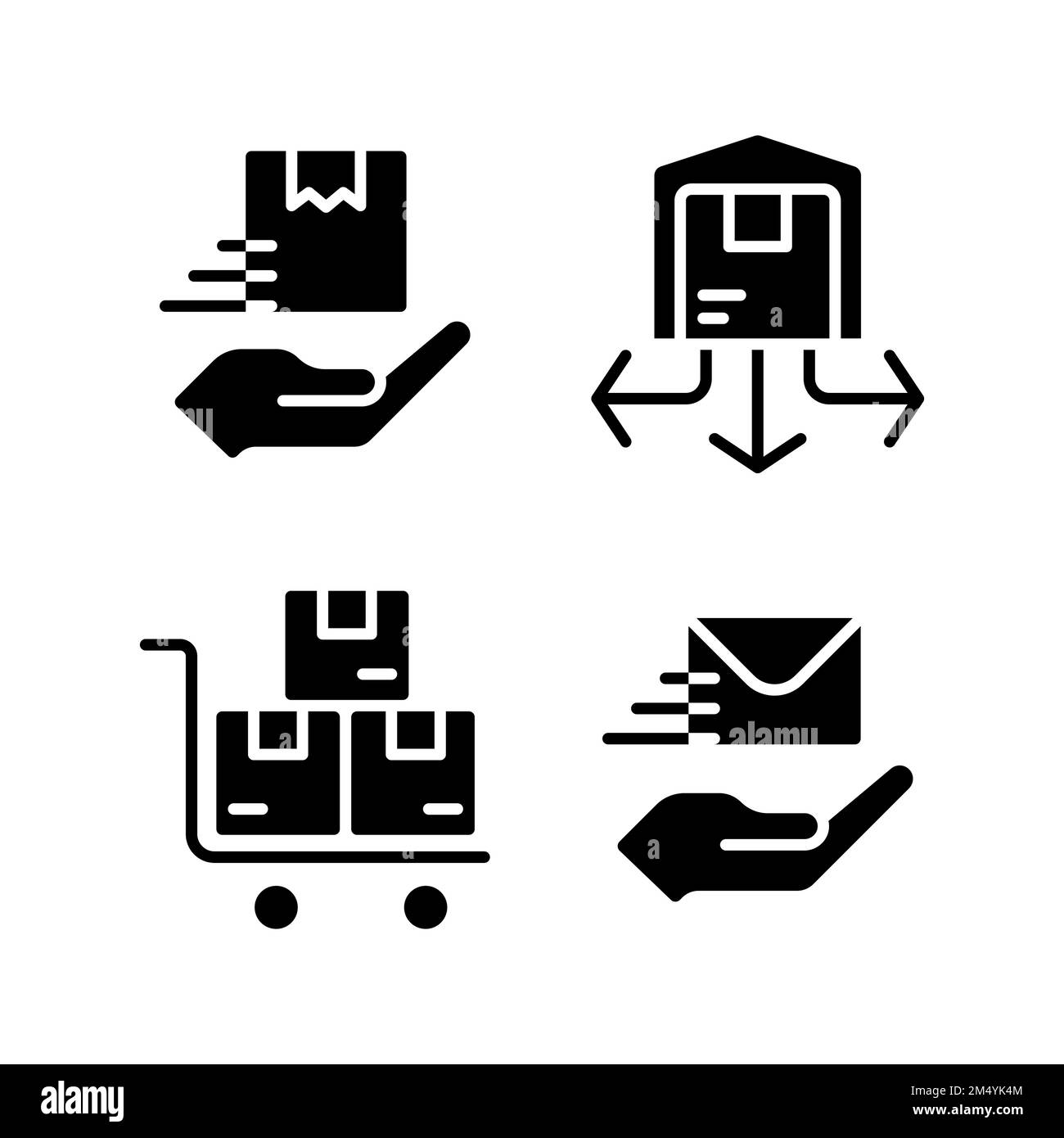 Shipping service black glyph icons set on white space Stock Vector ...