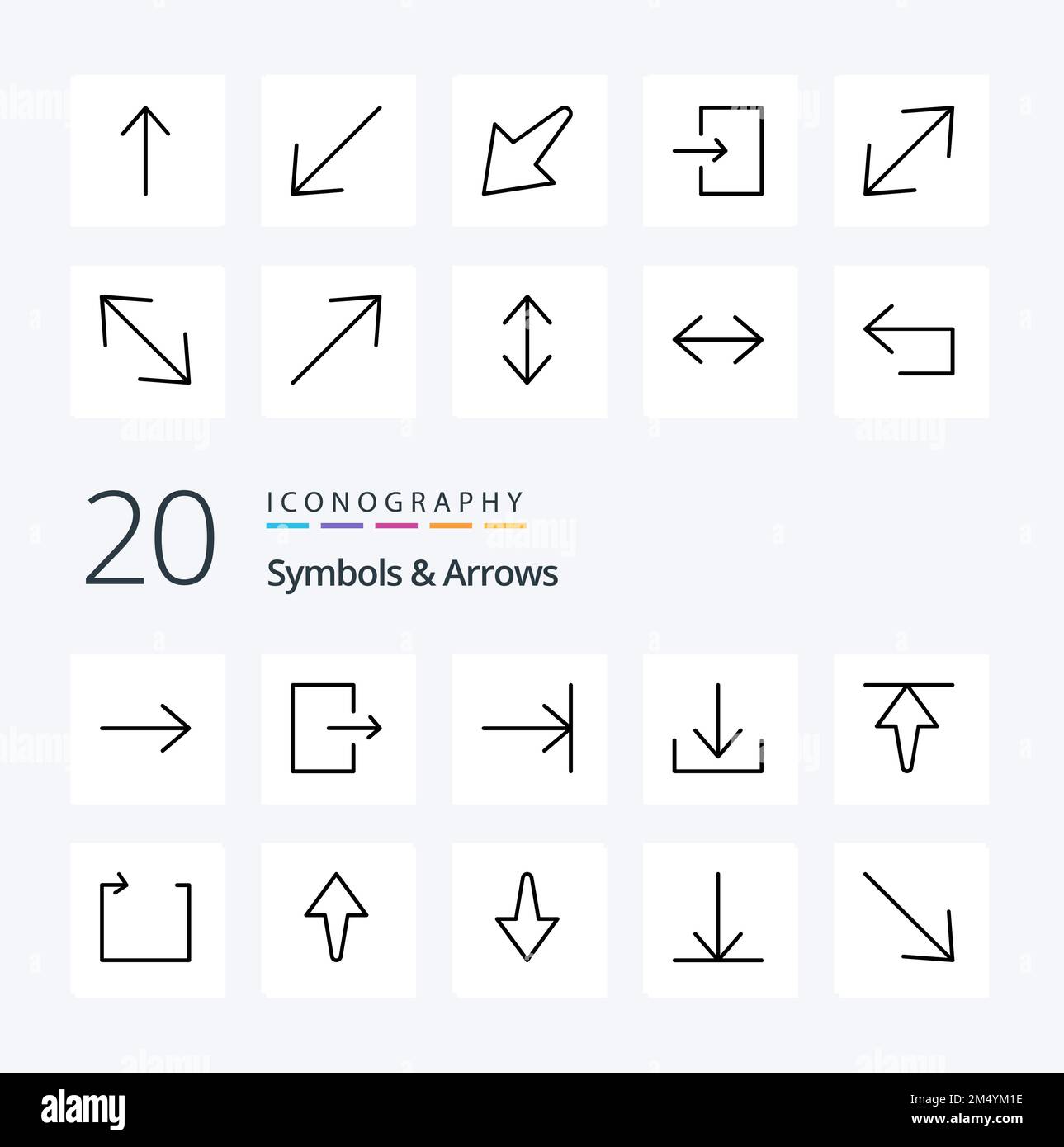 20 Symbols Arrows Line icon Pack like up repeat arrow loop up Stock ...