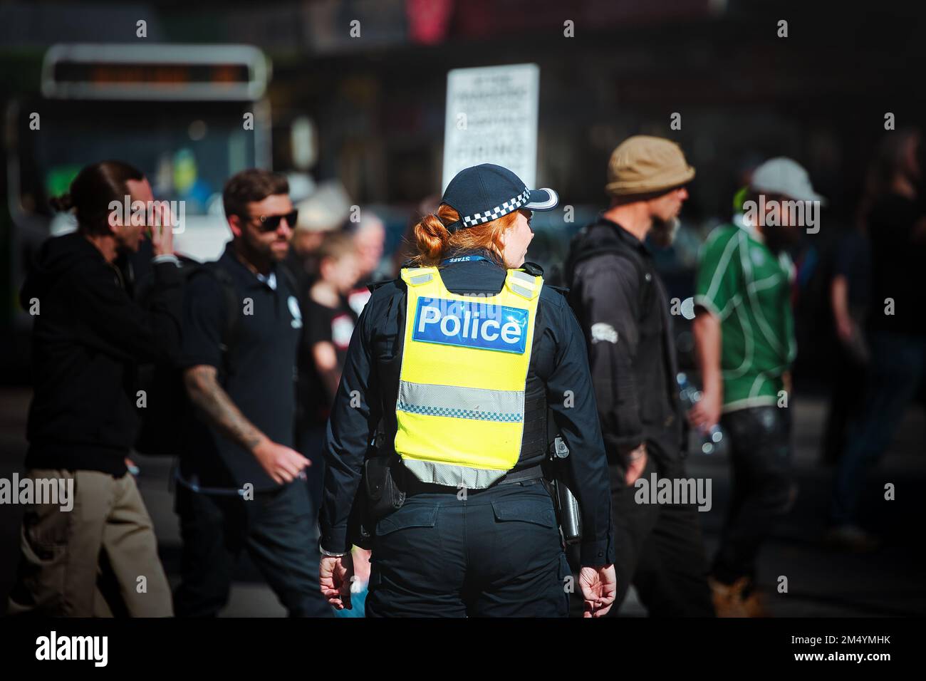 Victoria Police in a freedom protest in Melbourne victoria Stock Photo ...