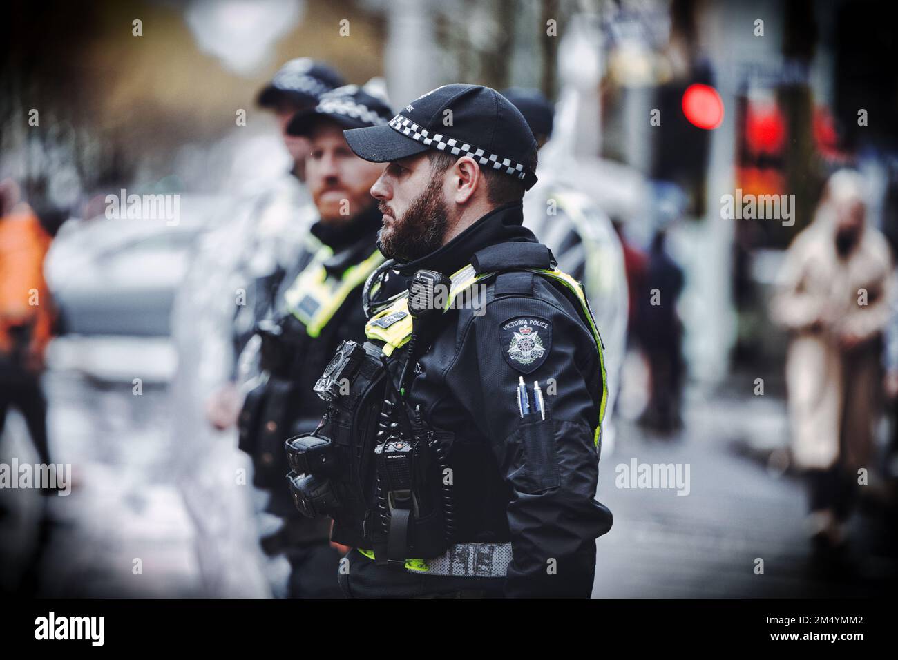 Victoria Police in a freedom protest in Melbourne victoria Stock Photo ...