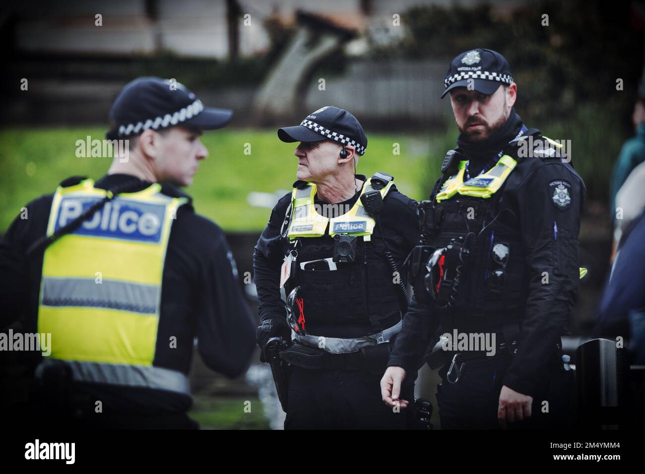 Victoria Police in a freedom protest in Melbourne victoria Stock Photo ...