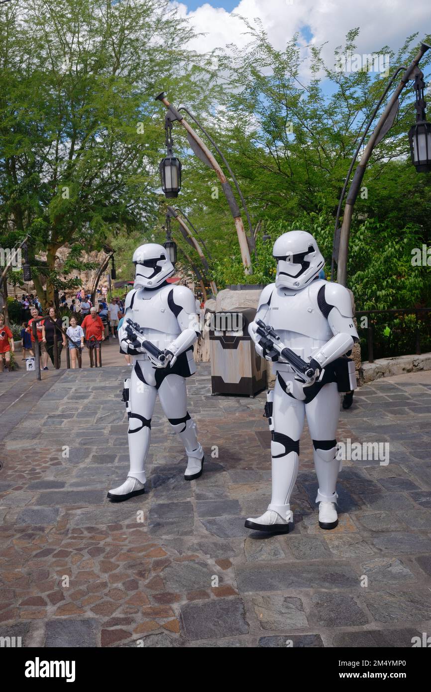 A view of Stormtroopers at Star Wars Galaxy's Edge Disney World ...