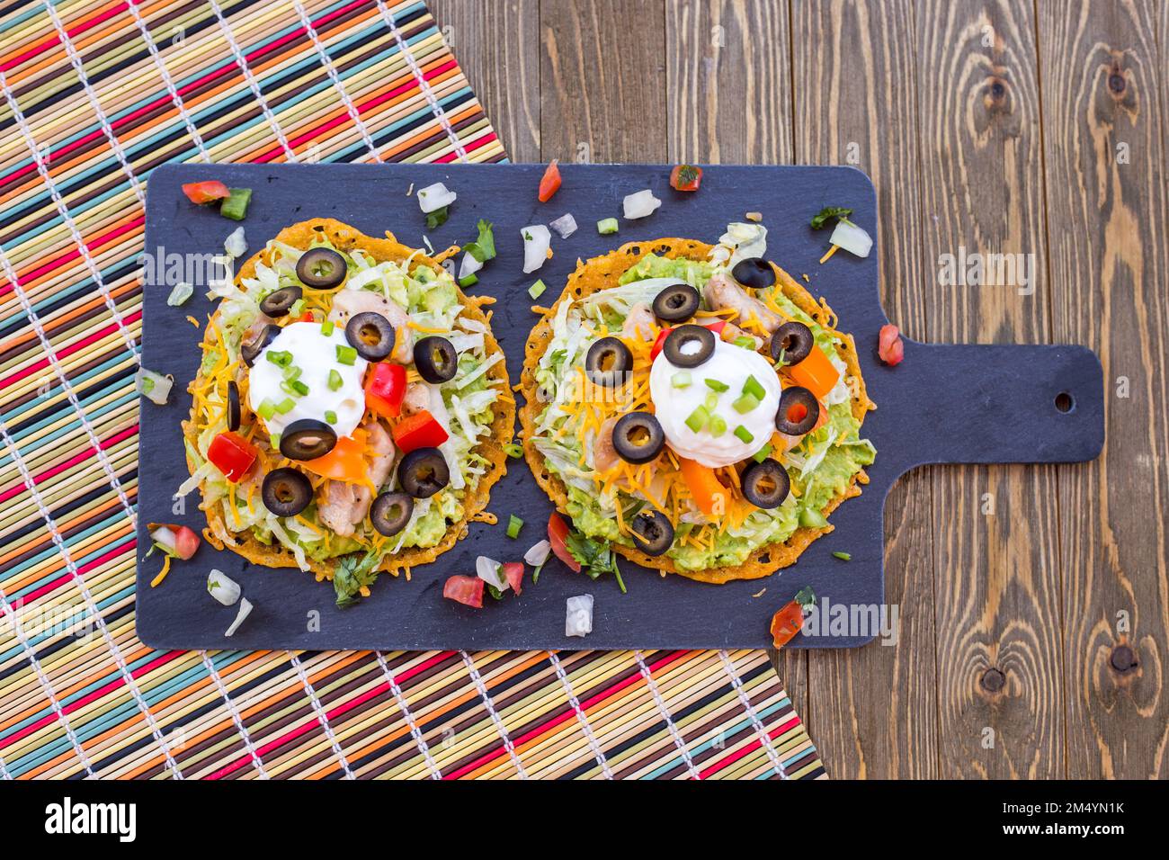 a high angle shot of Flat Tacos Stock Photo - Alamy
