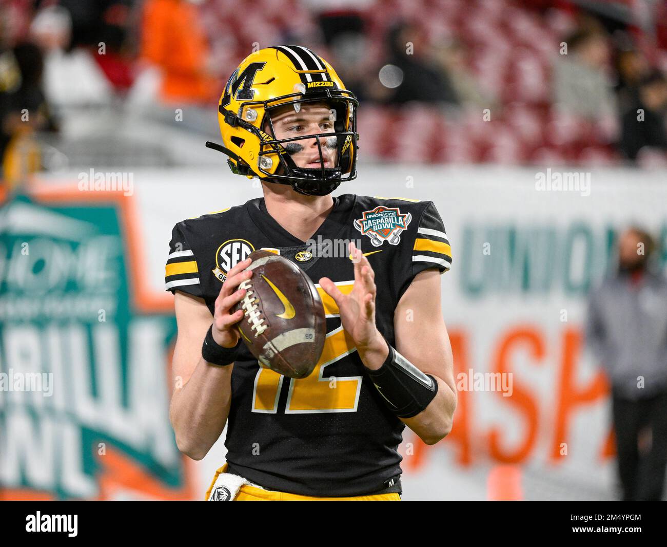 Tampa, FL, USA. 23rd Dec, 2022. Missouri Tigers quarterback Brady Cook ...
