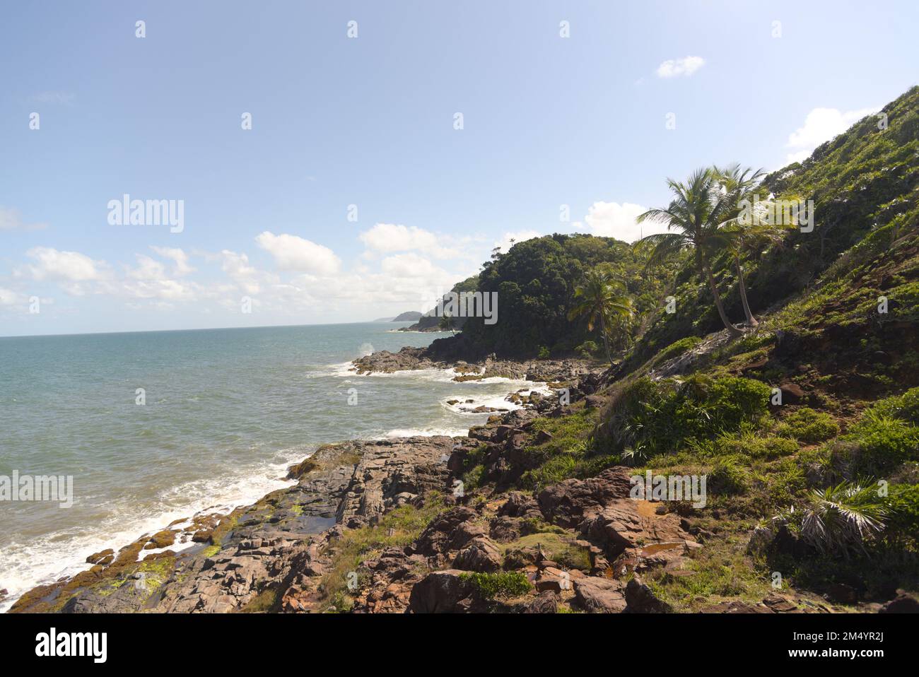 Beautiful panoramic view from the top of a paradisiacal beach with ...