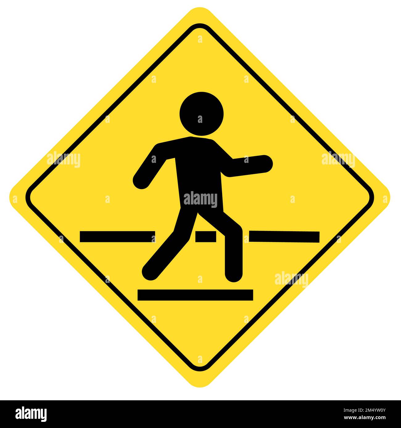 Traffic Road Sign On White Background Pedestrian Crossing Ahead Pedestrian Traffic Symbol