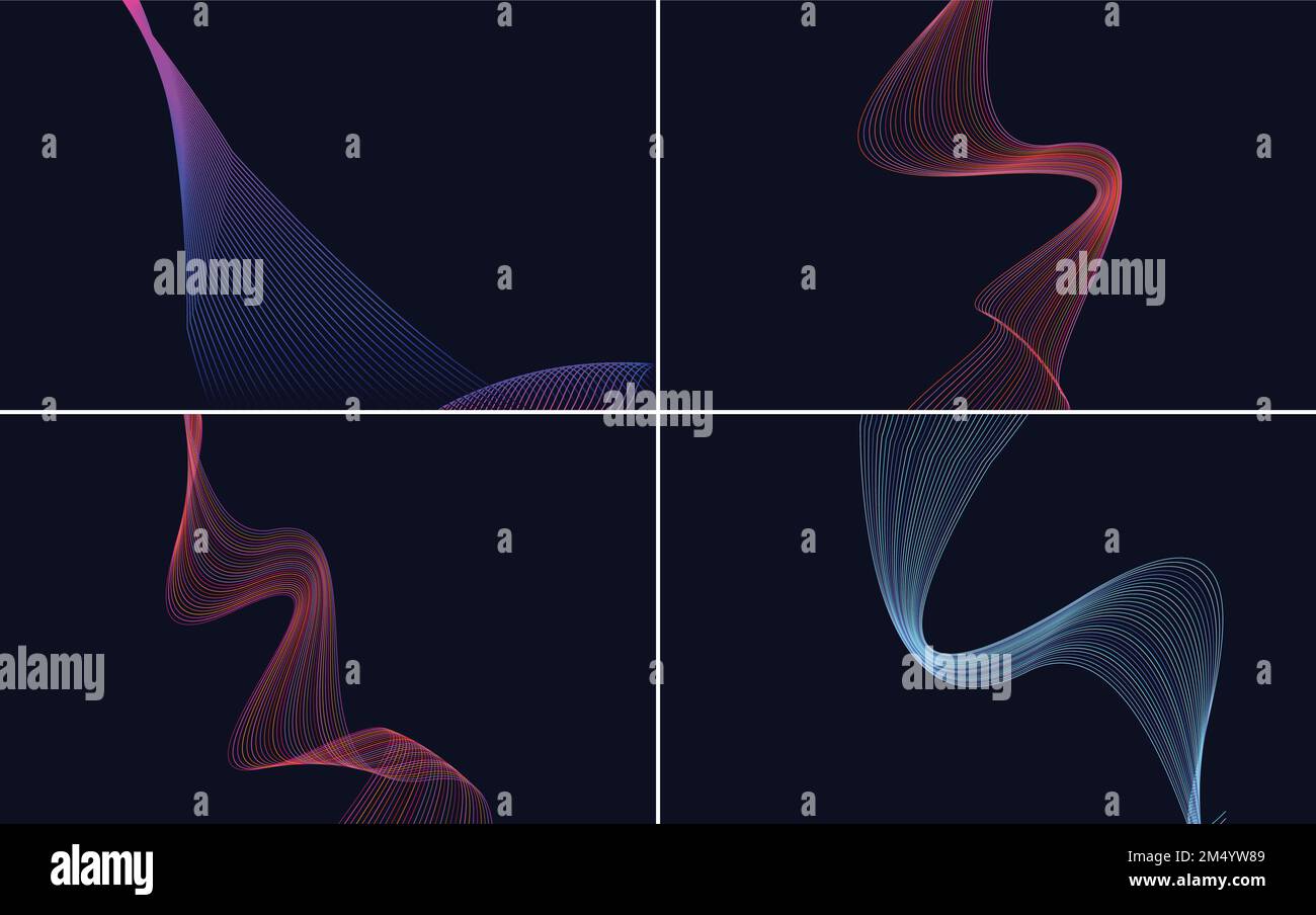 Create a cohesive aesthetic with this set of 4 geometric wave pattern ...