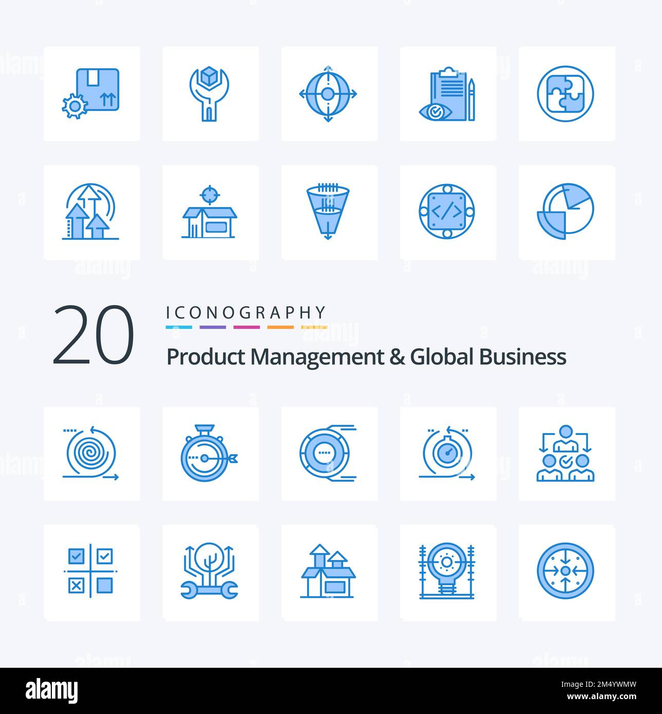 20 Product Managment And Global Business Blue Color icon Pack like ...