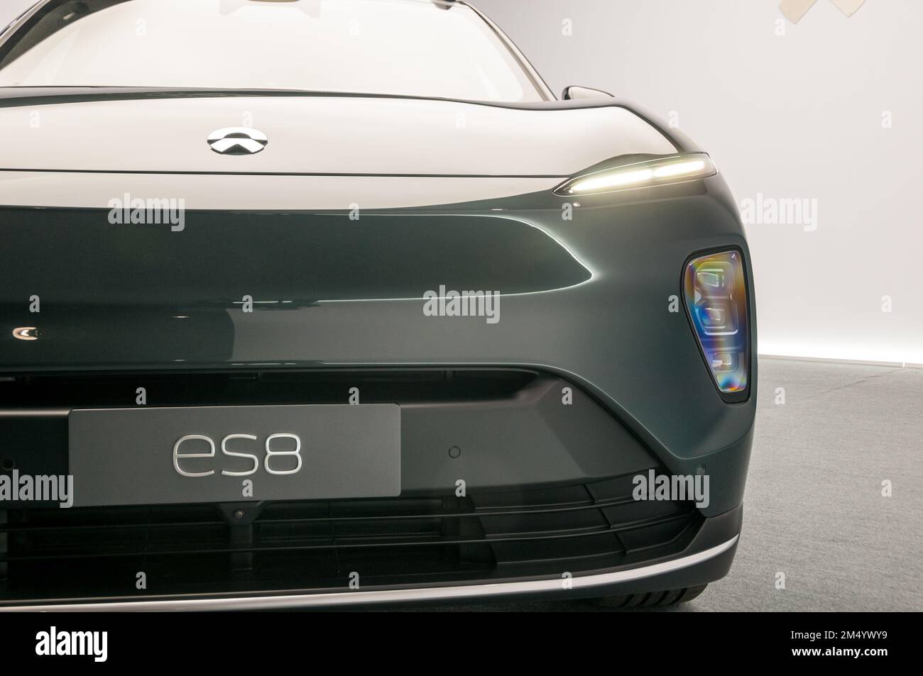 Shanghai, China – 12192022: Front light cluster of the new Nio ES8 SUV seen during a preview in ...