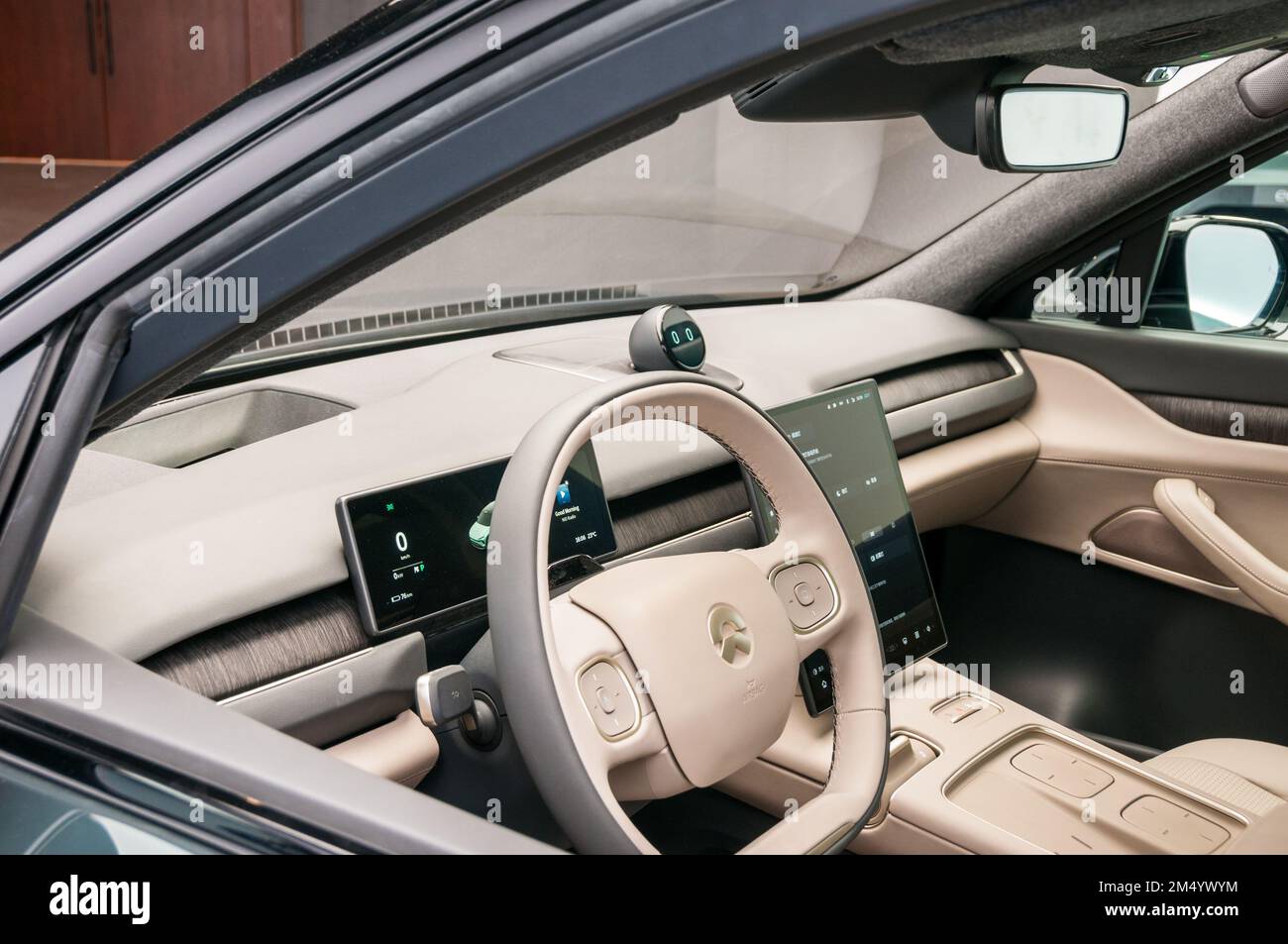 Shanghai, China – 12192022: Preview of the interior of the new electric ...