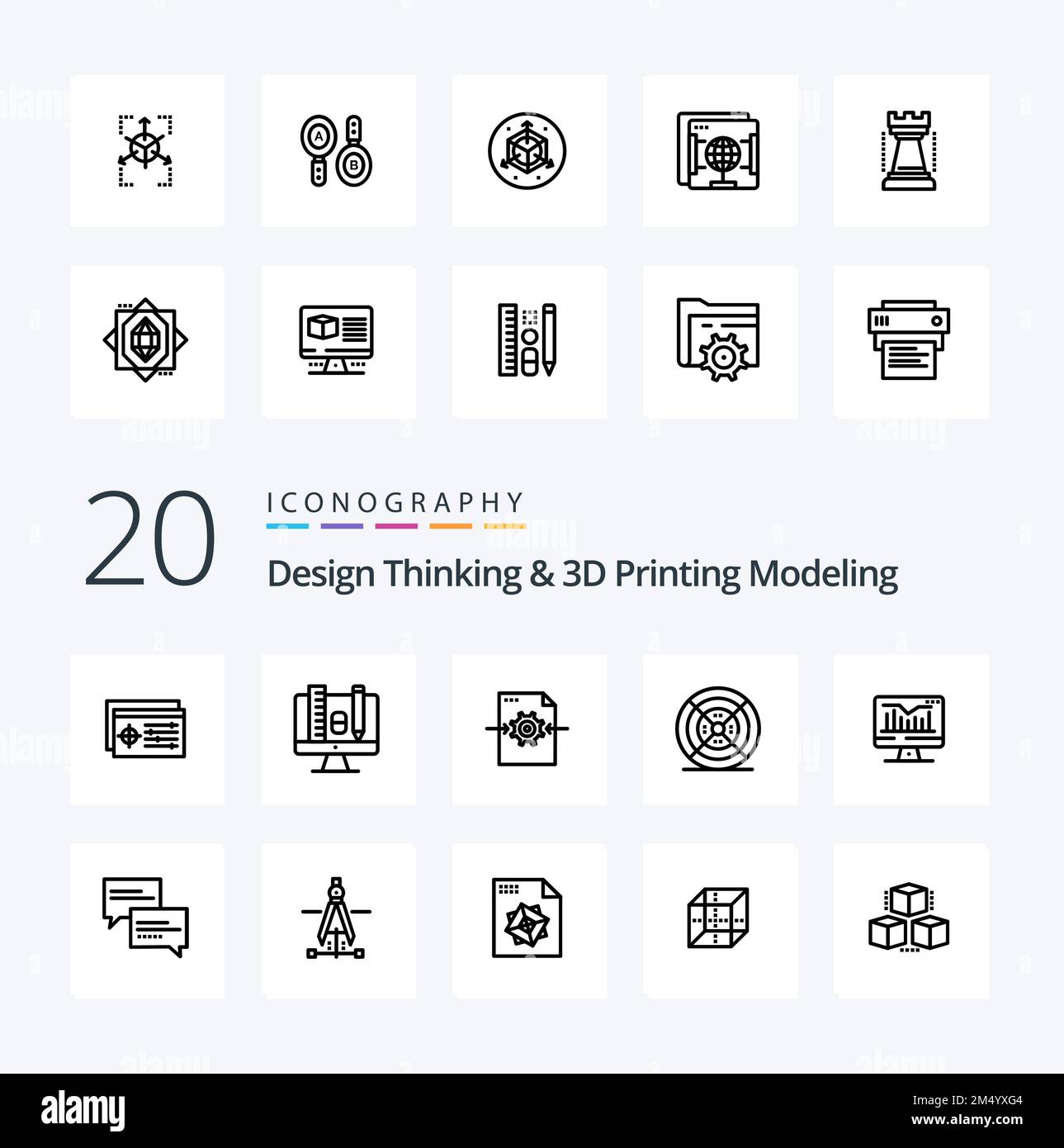 20 Design Thinking And D Printing Modeling Line icon Pack like static ... 20 Design Thinking And D Printing Modeling Line icon Pack like static ...