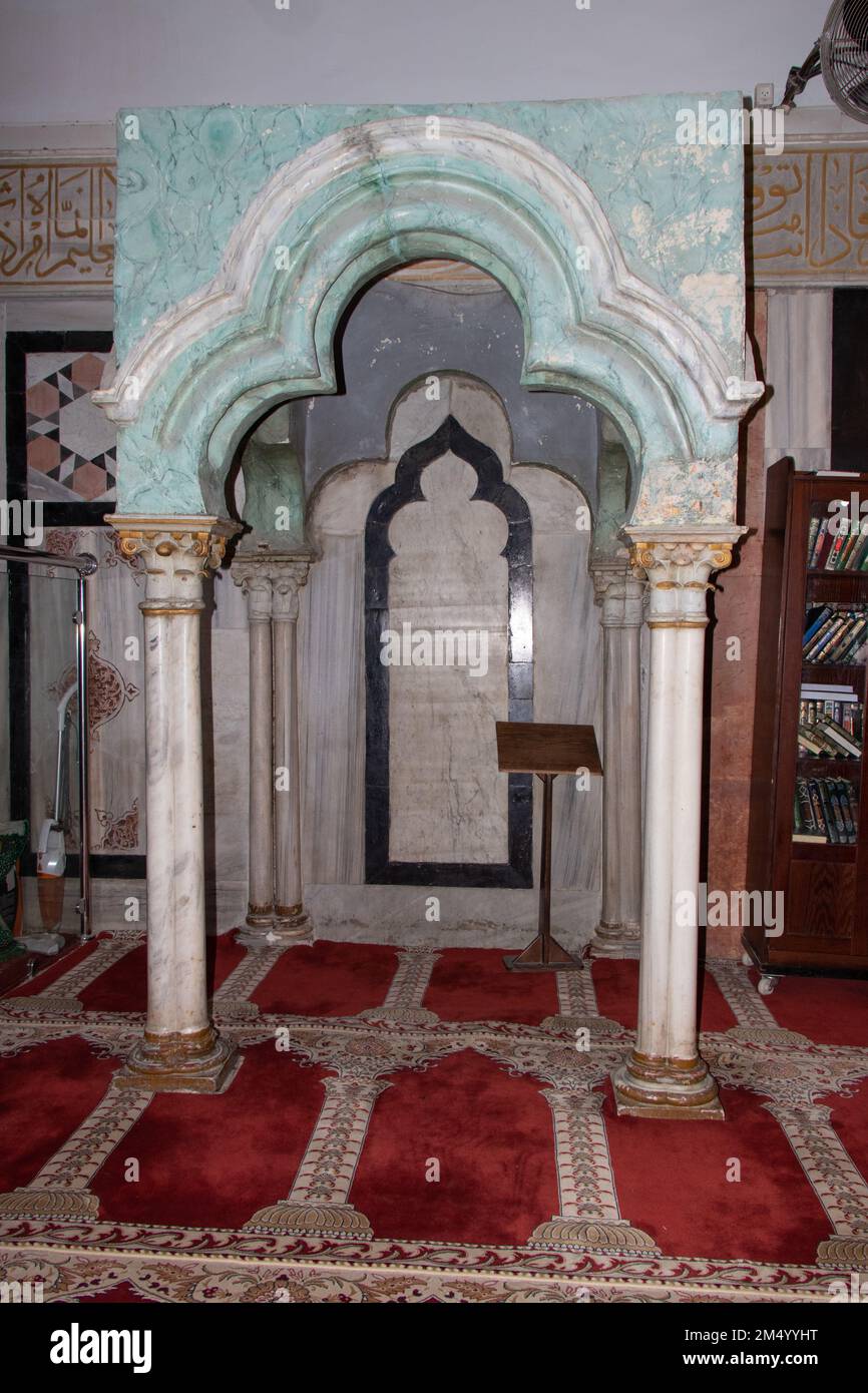 Old mihrab of Abraham Mosque in Khalil city of Palestine. Islamic ...