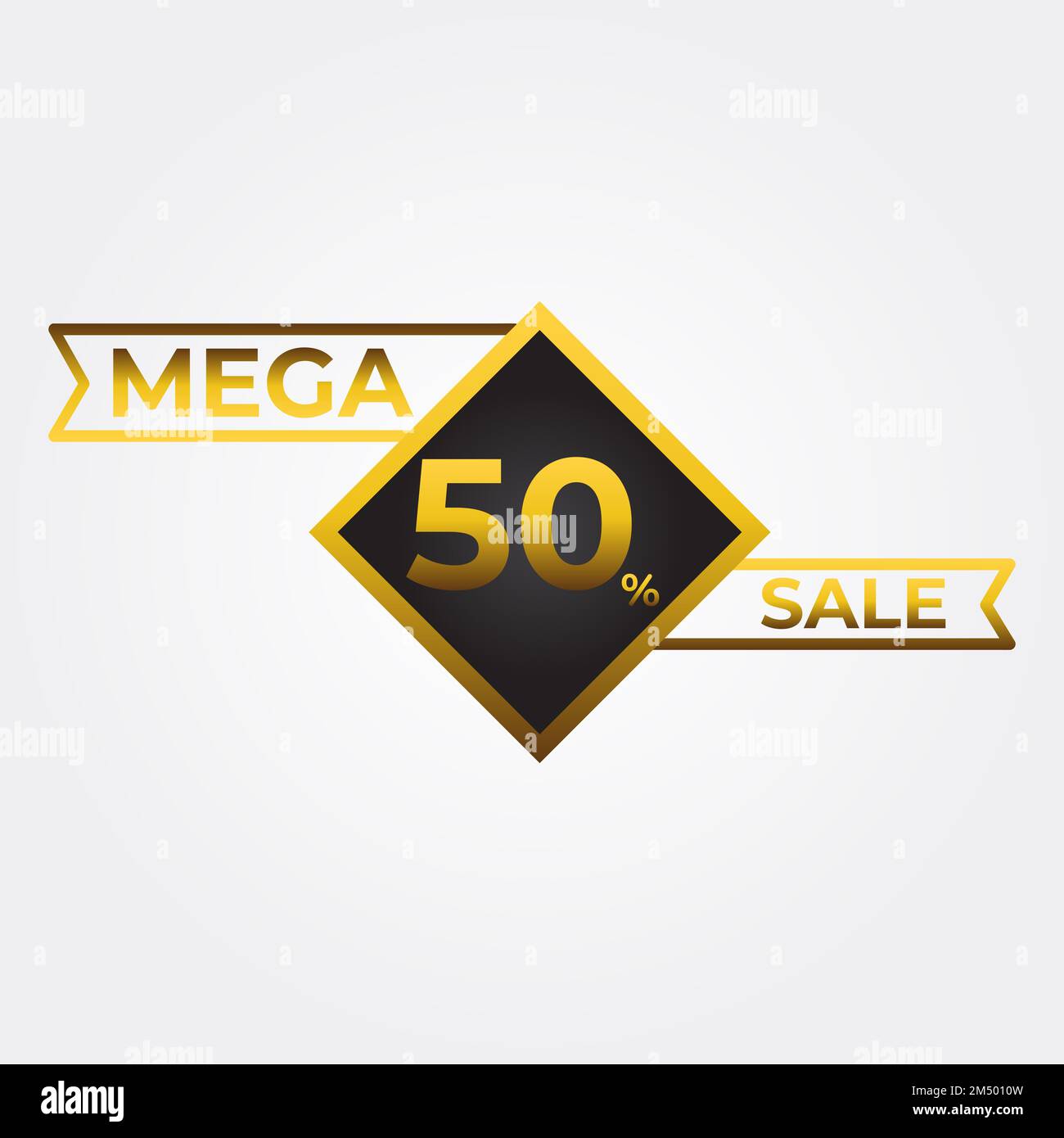 gold mega sale label on white background Stock Photo - Alamy