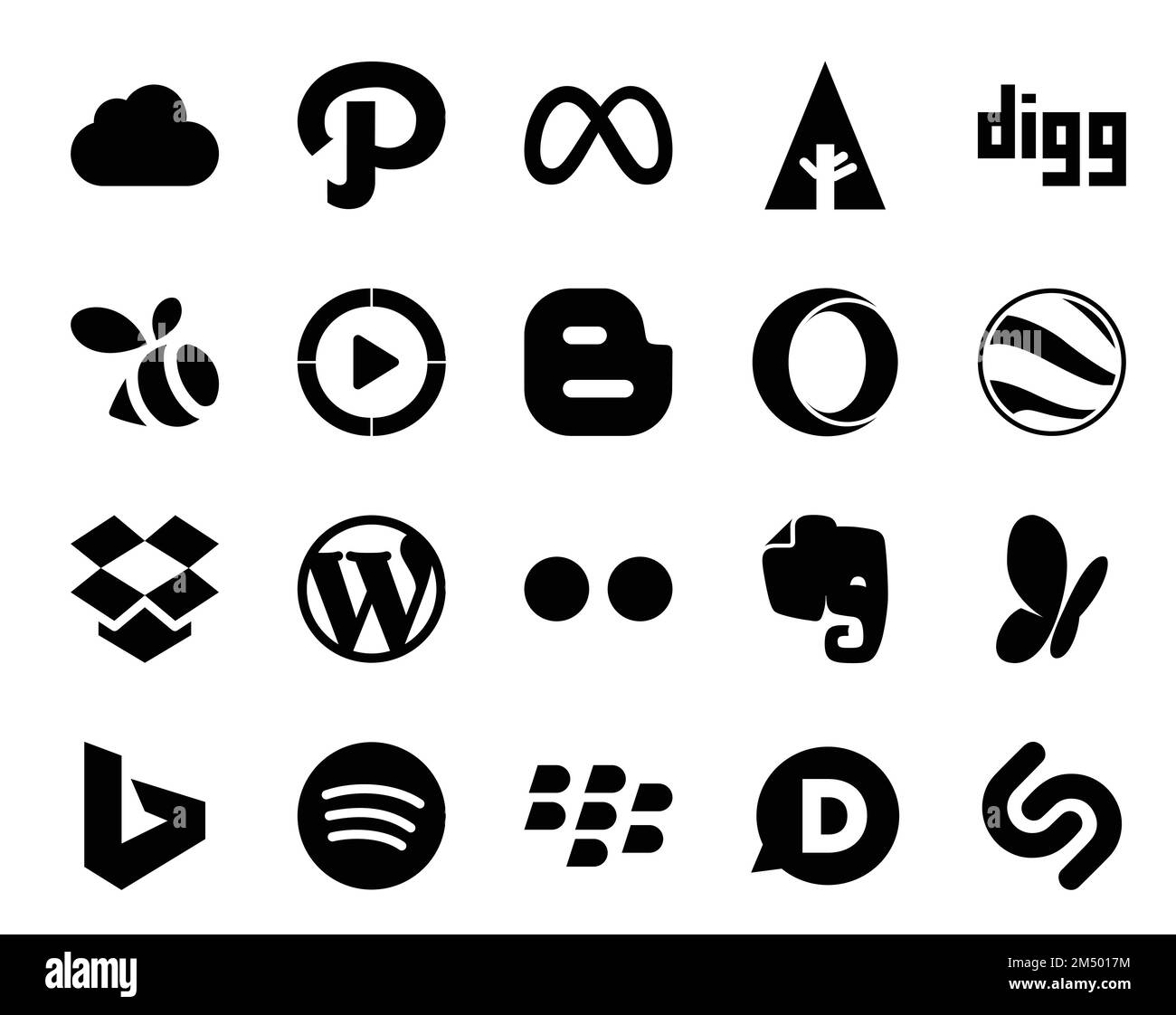 20 Social Media Icon Pack Including msn. flickr. video. cms. dropbox ...