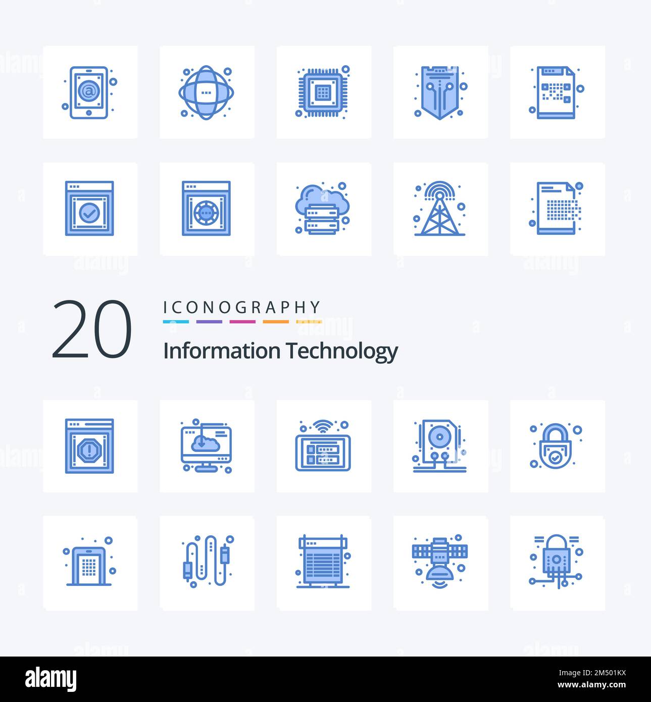 20 Information Technology Blue Color icon Pack like hdd data ...