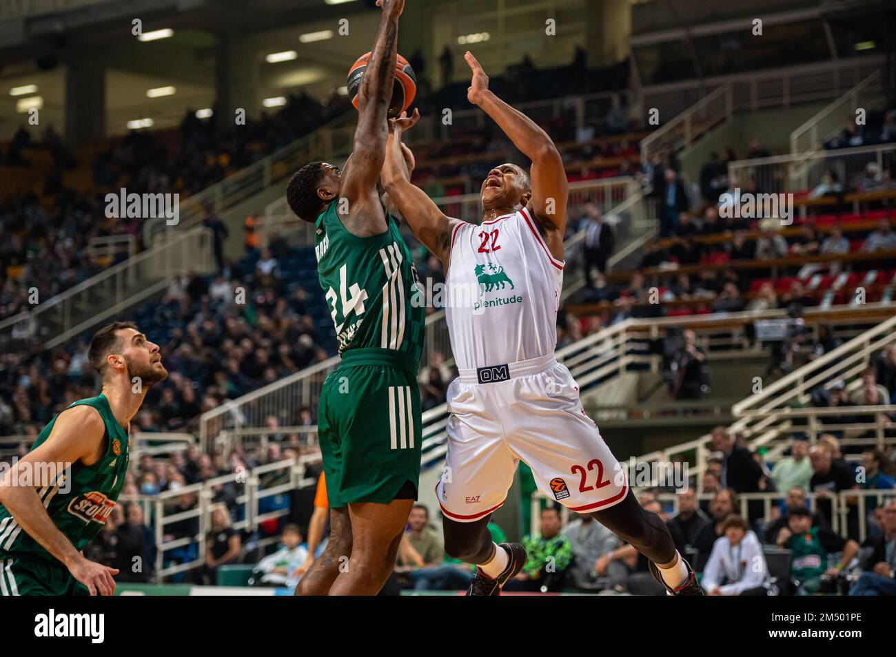 #22 DEVON HALL of EA7 Emporio Armani Milano competing with #24 DWAYNE ...